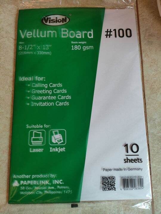 Vision Vellum Board 180gsm white by 10 sheets | Lazada PH