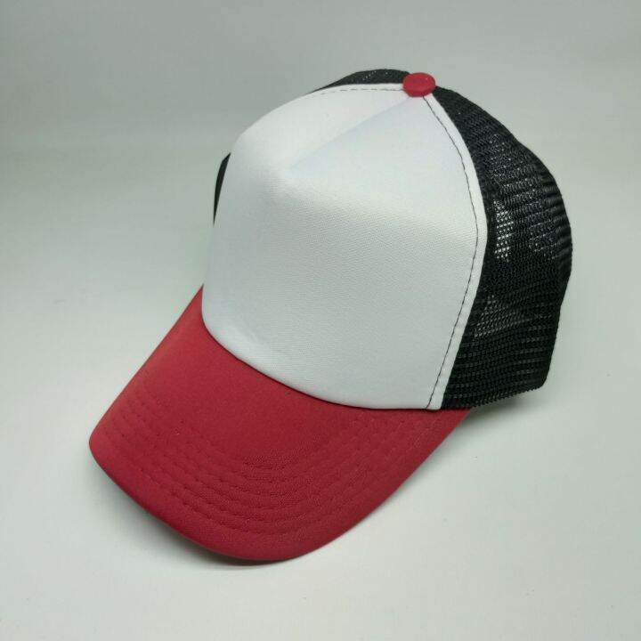 Topi Jaring Trucker Merah-Putih-Hitam Polos Dewasa | Lazada Indonesia
