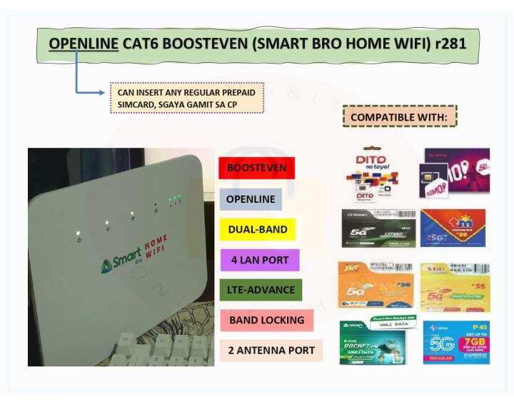 CAT 6 BOOSTEVEN R281 OPENLINE SMART BRO HOME WIFI | Lazada PH