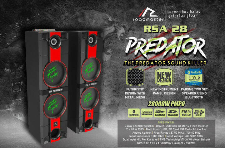 TWS Speaker Bluetooth / Speaker Aktif Bluetooth / Roadmaster RSA 28 PREDATOR - The PREDATOR ...