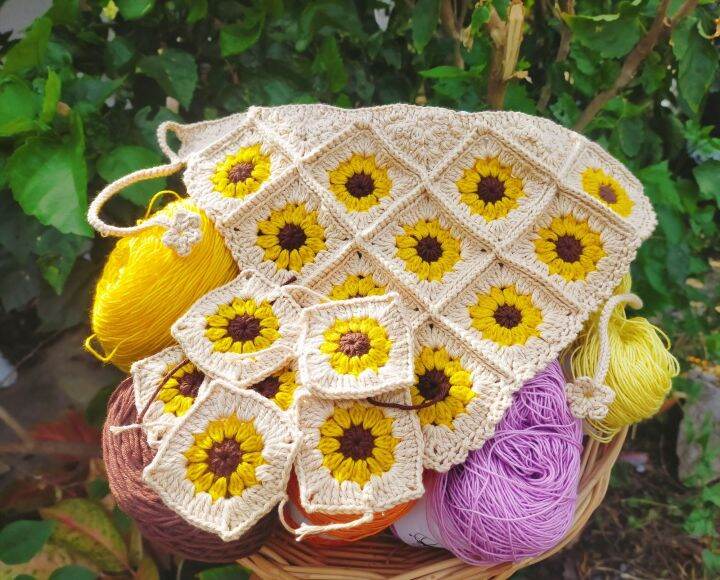 ผ้าโผกผม ทานตะวัน ไซส์ผู้ใหญ่ Handmade by Ployrung | Lazada.co.th