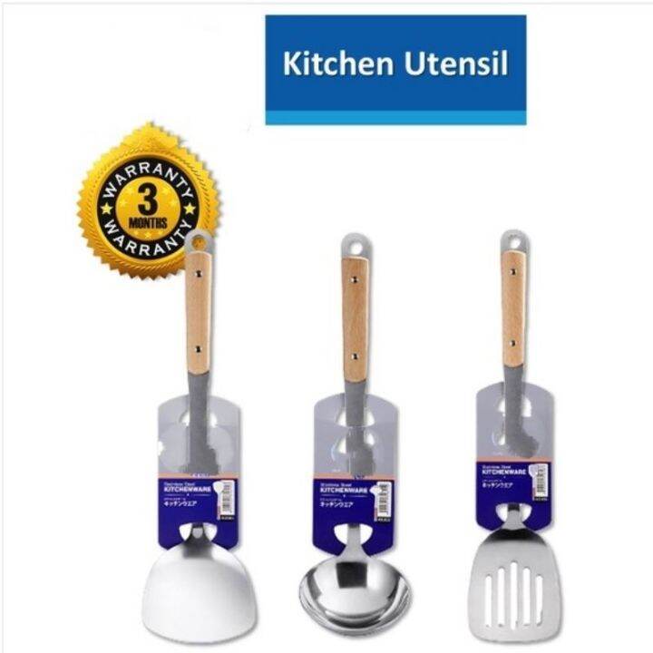 Stainless Steel Turner Ladle With Wood Handle /Senduk /Sudip | Lazada