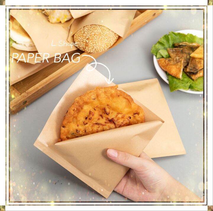 +/-50s L SHAPE PAPER BAG/ANTI OIL PAPER BAG/WRAPPER PAPER | Lazada