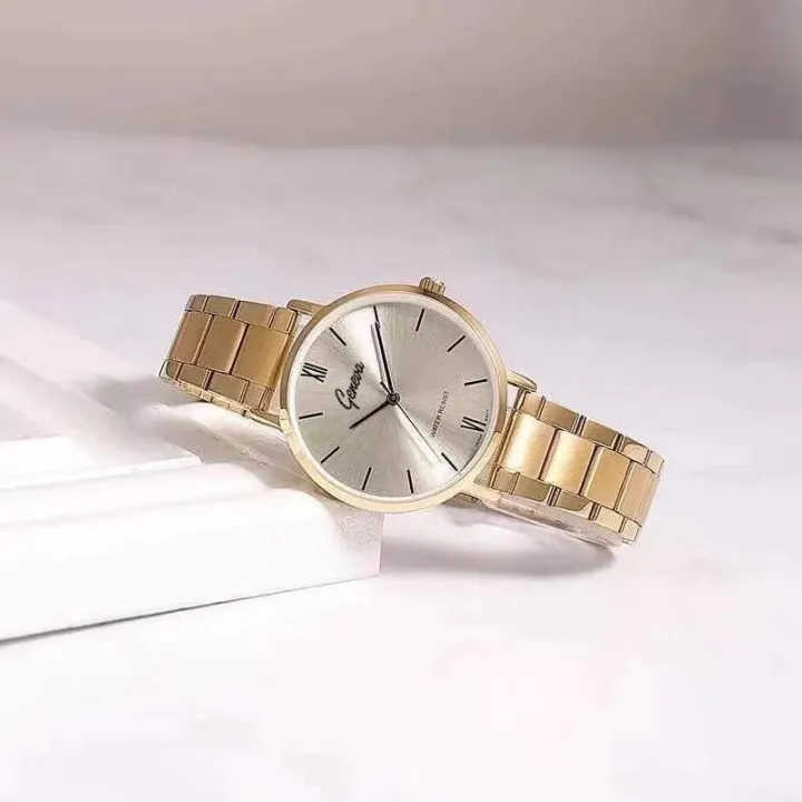Relo 2021 3 Eyes Gold Geneva Casual Quartz Watch Women Stainless Steel ...