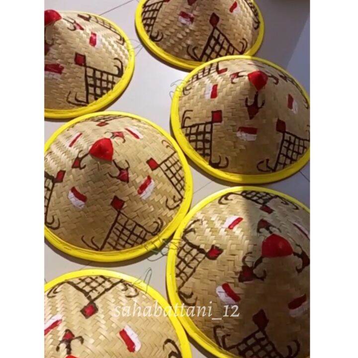 Caping petani jumbo dewasa diameter 42cm, topi karnaval batik dewasa ...