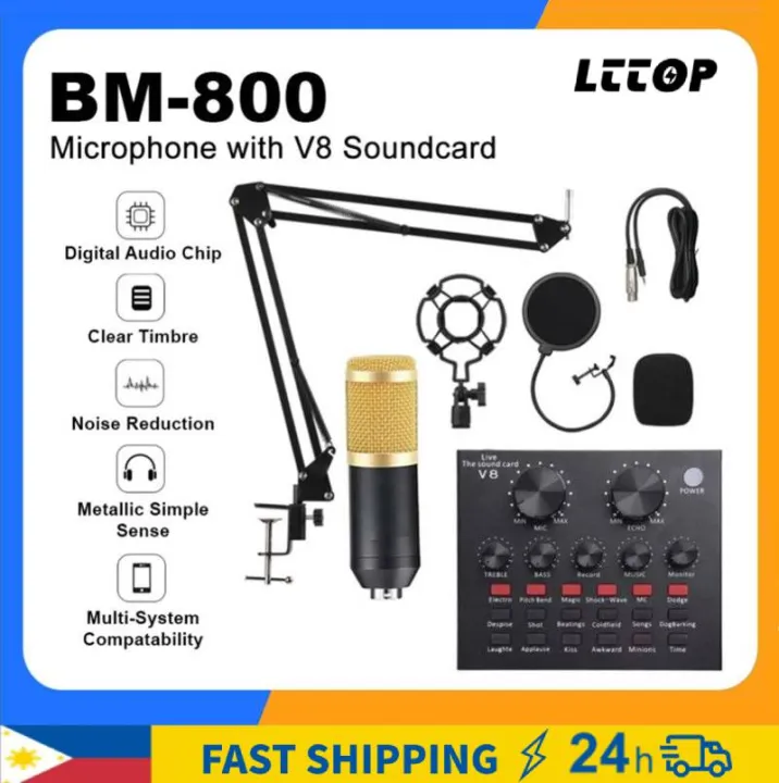 BM800 Condenser Mic / Condenser Microphone BM 800 Set With V8 Soundcard ...