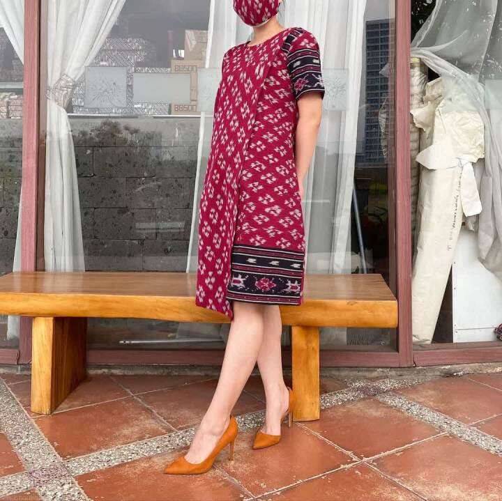 Dress tenun troso jepara terbaru motif bunga ceplok || dress midi tenun kekinian || baju tenun ...