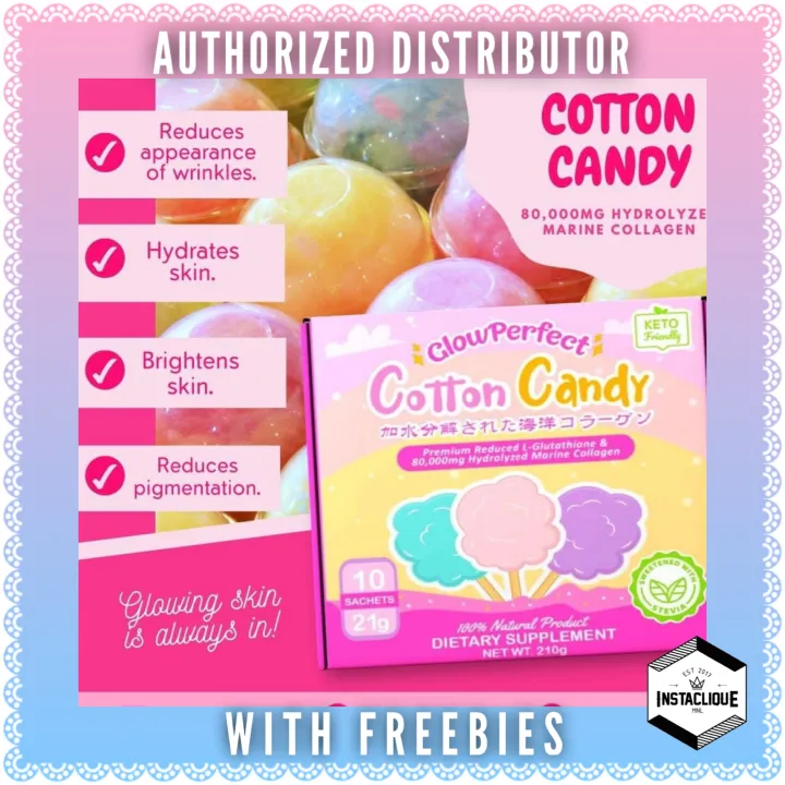 Glow Perfect Cotton Candy Premium L-Glutathione and 80,000mcg Collagen Drink [1 Box] | Lazada PH