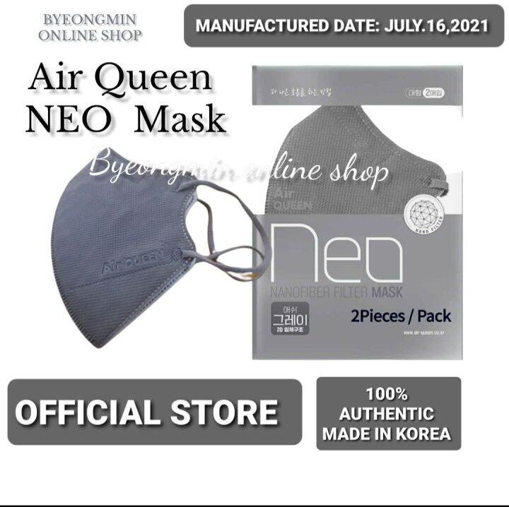 2pcs AirQueen Mask (Gray) Air Queen NEO Nanofiber filter Mask/ Neo Mask ...