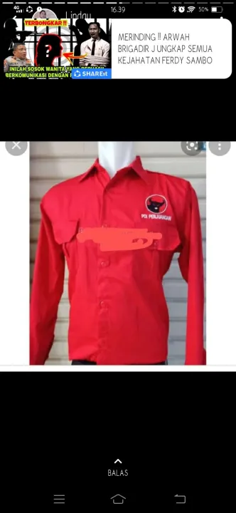 kemeja partai PDIP PDI Perjuangan panjang merah | Lazada Indonesia