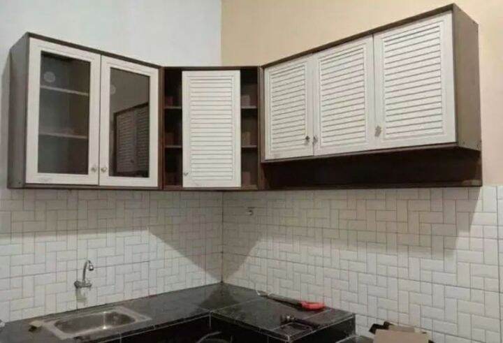KITCHEN SET ATAS / RAK DAPUR / LEMARI PIRING 6 PINTU LETTER L VIRAL ...