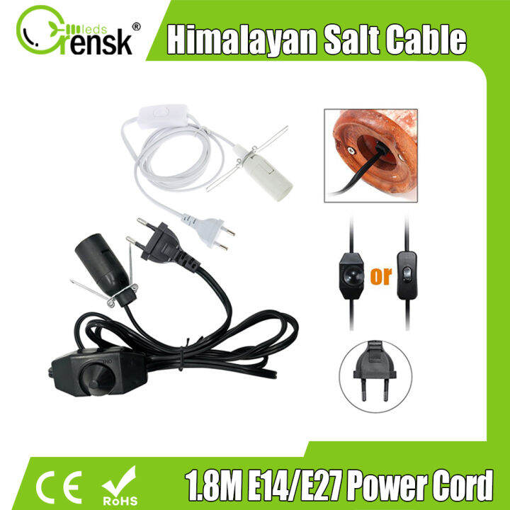 E14 E27 Lamp Base Holder 1.8m EU Plug Power Cord Cable 220V White Black ...