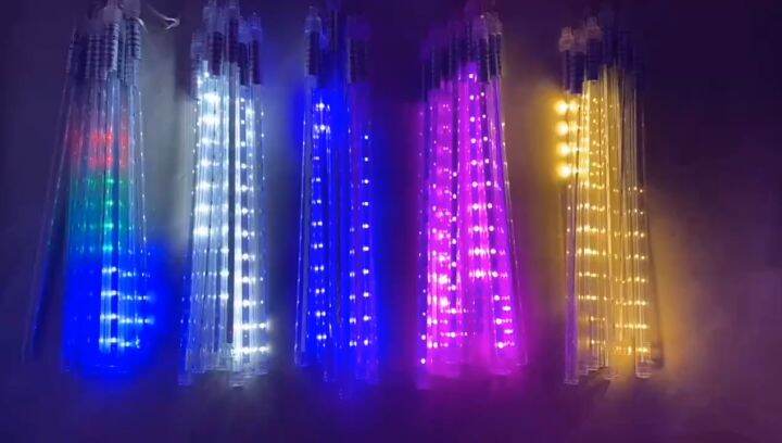 Waterproof 3.5M LED Meteor Shower Rain Lights Falling Raindrop Fairy ...