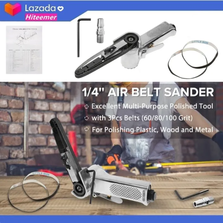 1/4" Intake Fitting Air Belt Sander with 3 Pcs Belts(330x10mm), 10 mm ...