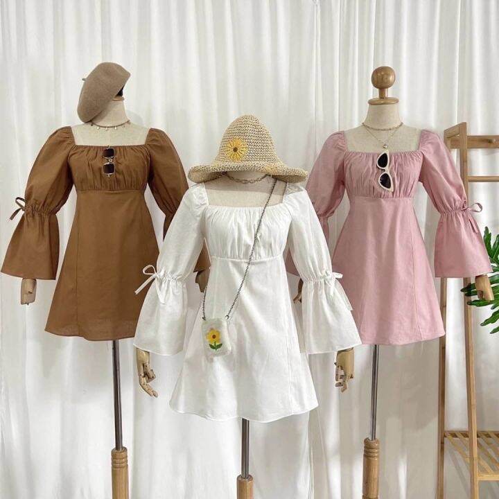 🧡PATCHARIN🧡 เดรสสั้นแขนยาว ใส่ไปทะเลสวยๆ🌈 | Lazada.co.th