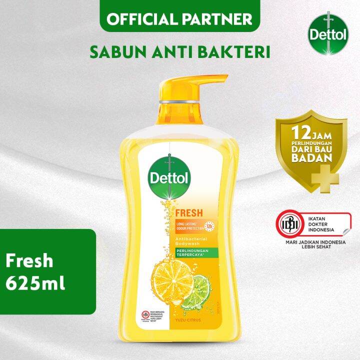 Dettol Yuzu Citrus Fresh 625gr Sabun Mandi Cair Anti Bakteri 625 gr ...