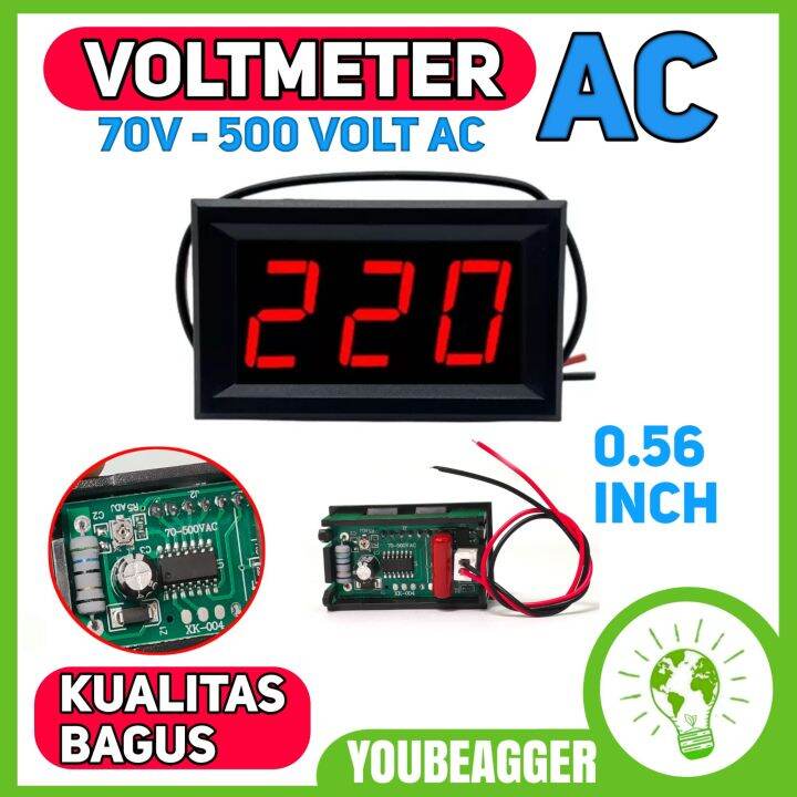Voltmeter digital AC 70-500V untuk mengukur tegangan AC listrik PLN ...