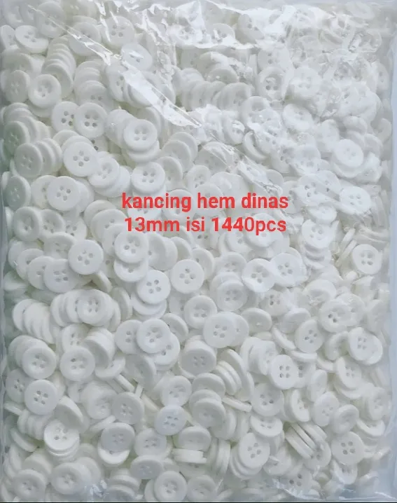 kancing baju hem dinas / kemeja ukuran 13mm 4-lobang isi 1440pcs ...