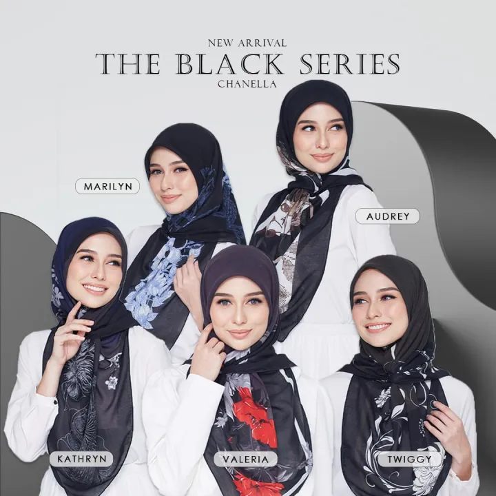 ⭐FAREHA Hijab Tudung Bawal Anti Kedut Chanella Cotton Premium Black ...
