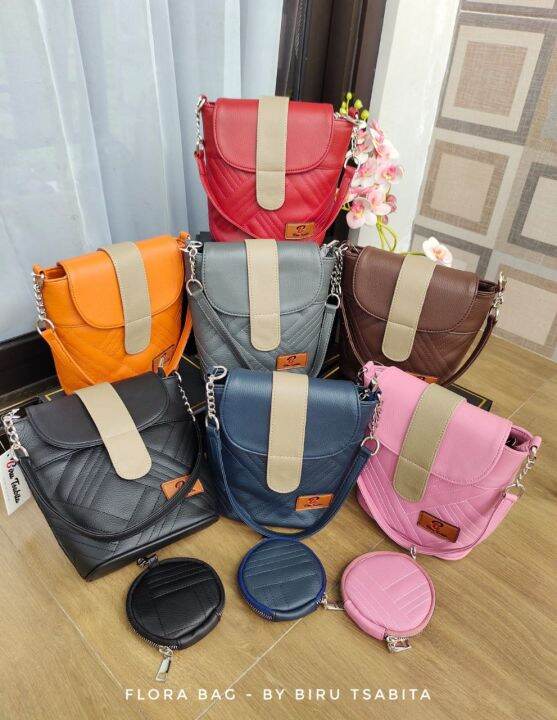 FLORA BAG 2 in 1 by BIRU TSABITA FREE POUCH KOIN BULAT | Lazada Indonesia