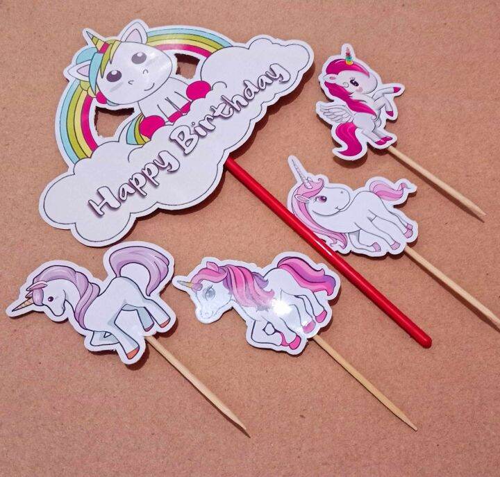 [Isi 5] Topper / Hiasan Kue Kertas Tema Unicorn | Lazada Indonesia