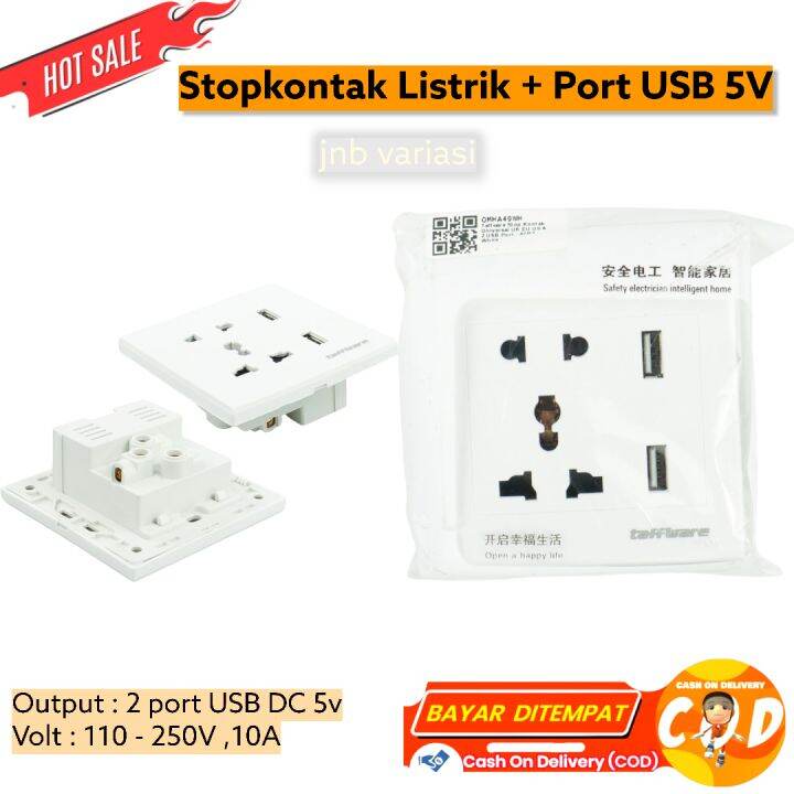 Stopkontak listrik dinding set colokan USB DC 5v | Lazada Indonesia