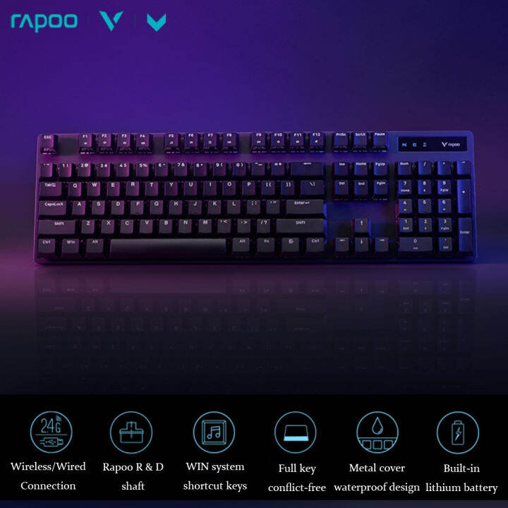Rapoo V500PRO Wireless Mechanical Keyboard Home Office Keyboard 104-Key 2.4G Notebook Keyboard ...