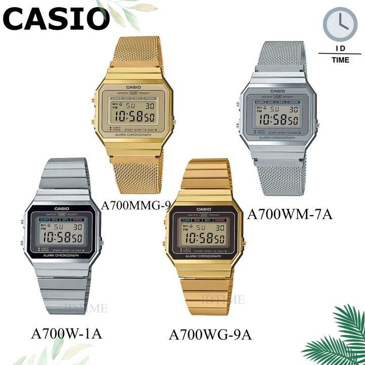 CASIO Digital รุ่น A700W-1A,A700WM-7,A700WG-9,A700WMG-9 สายสแตนเลสสตีล ...