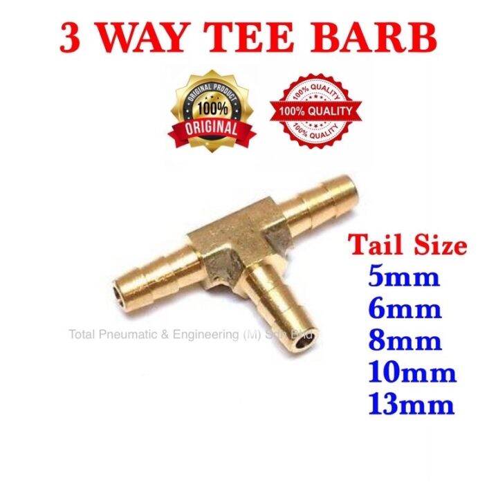 Brass Fitting T Joint 3 Way Hose Barb 5mm 6mm 8mm 10mm 13mm Compressor ...