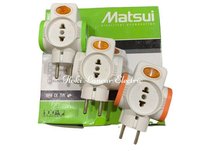 [Matsui] Colokan T Arde Cabang Empat Switch On Off / Stop Kontak cabang ...