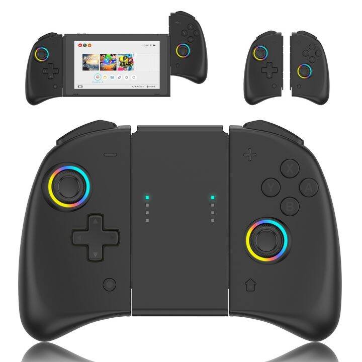 Nintendo Switch/OLED Joy-Con Controller Gamepad with RGB Light Ring, Vibration, 6-Axis Gyroscope ...