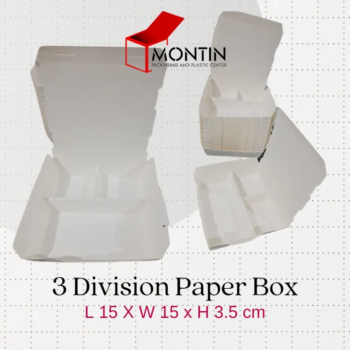 25pcs 3 Division Paper Box Meal | Lazada PH