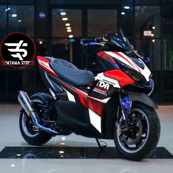 Decal aerox connected stiker full body striping variasi motor yamaha ...