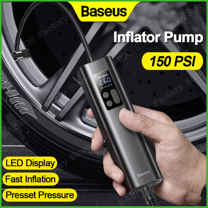Baseus Car Inflator Pump 12V Portable Air Compressor 150 PSI Presset ...