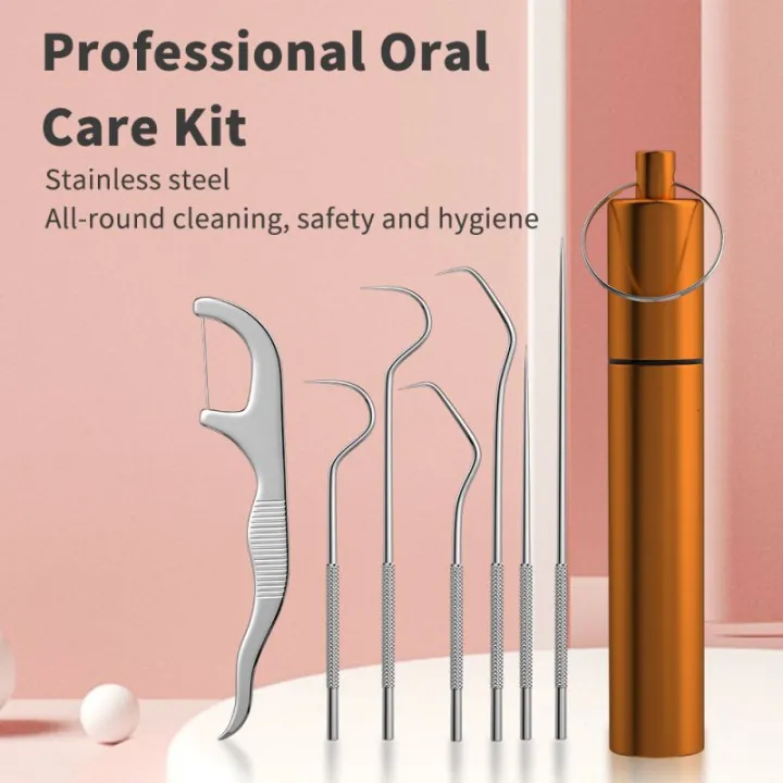 Portable Oral Tooth Cleaning Tool Set Reusable Stainless Steel Tooth ...