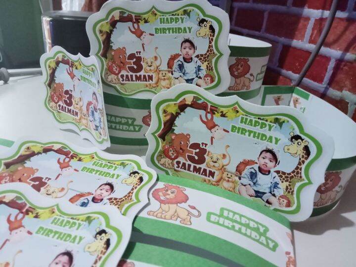 Topi ultah animals ZOO isi 100 pcs FREE DESIGN FOTO | Lazada Indonesia