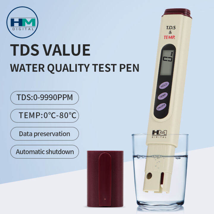 TDS Temp Meter เครื่องทดสอบคุณภาพน้ํา 0-9990ppm 0-80 องศา TDS ปากกา ...