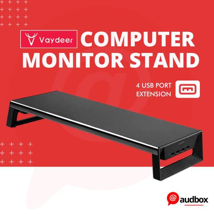 VAYDEER Monitor Stand Aluminum with Charging USB 2.0 Hub Computer Riser ...