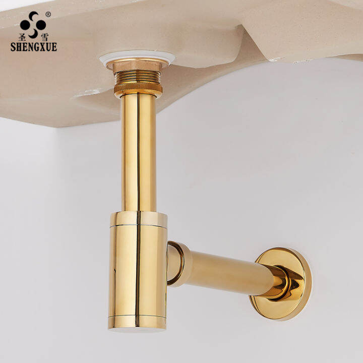 Shengxue Washbasin Downcomer Washbasin Drain Pipe Copper Gold Wall ...