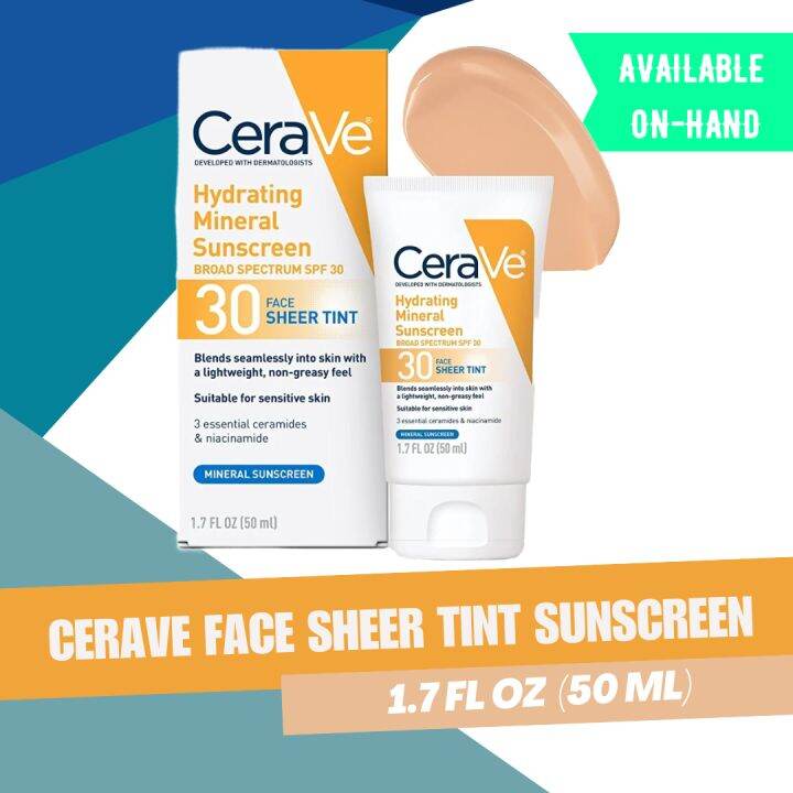 CeraVe Hydrating Mineral Sunscreen Face Sheer Tint SPF 30 50ml | Lazada PH