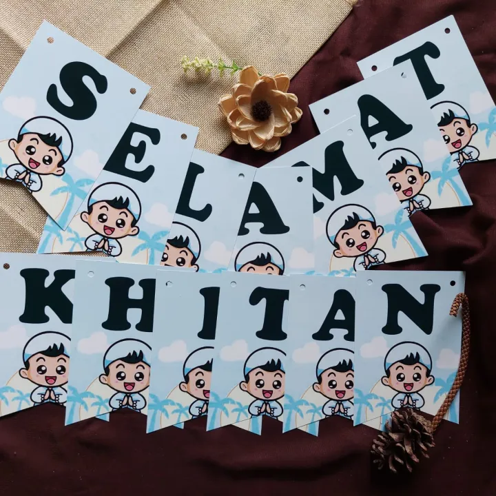 Bunting Flag Karakter Khitanan Selamat Khitan 1 set / Banner Khitanan ...