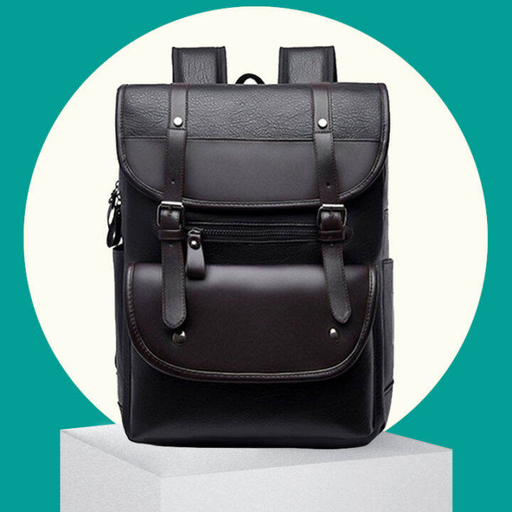 MYD Leather backpack Business bag for men and women Korean style travel ...