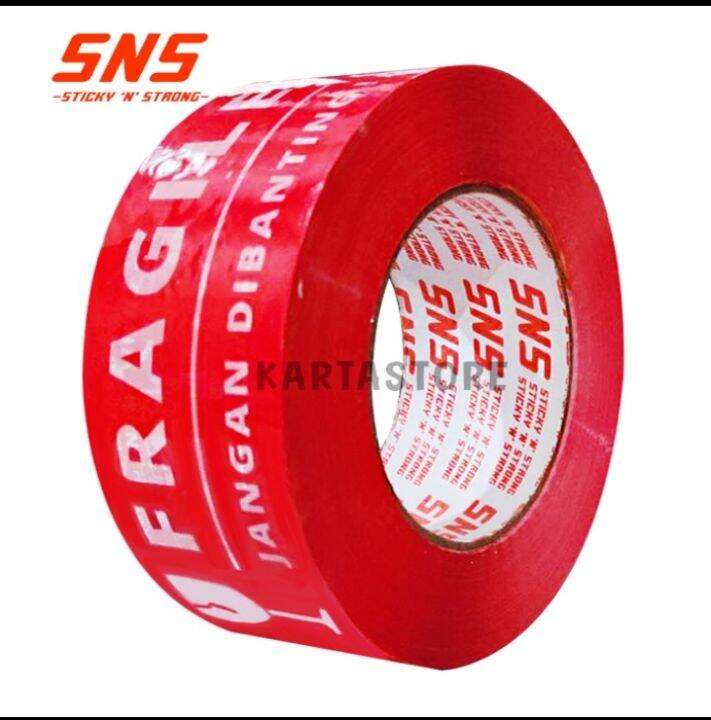 LAKBAN FRAGILE 300 YARD 2 INCH WARNA MERAH | Lazada Indonesia