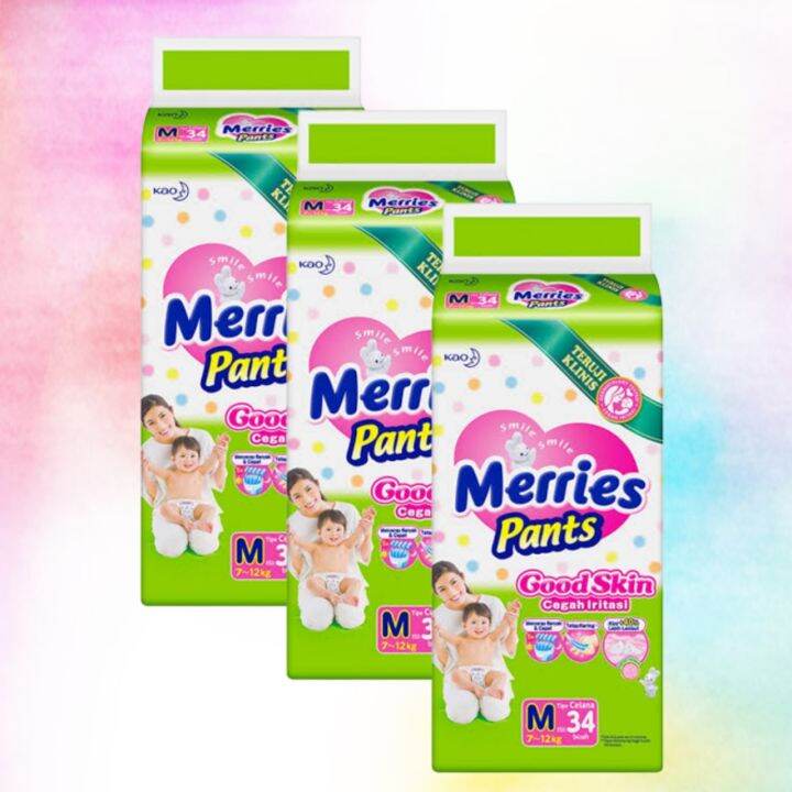 MERRIES PANTS M34 TIPE CELANA PAMPERS PEMPES DIAPERS POPOK HARGA GROSIR ...