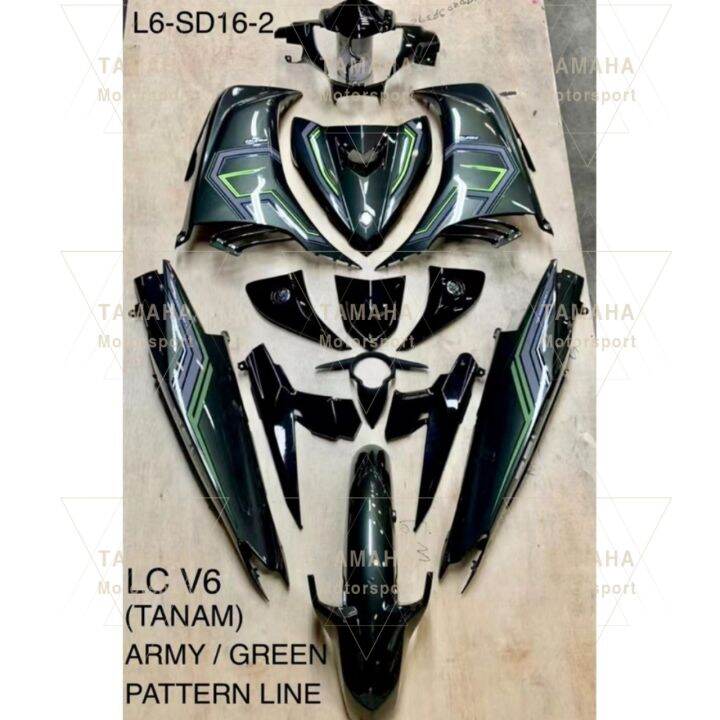 Yamaha Lc135 V4 V5 V6 V7 hijau lumut line custom Cover set (Sticker ...