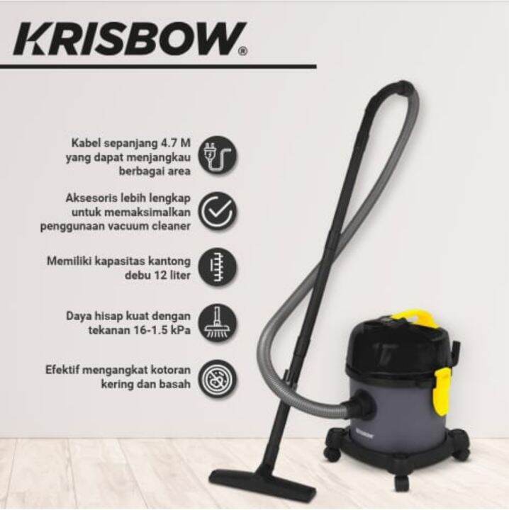 KRISBOW VACUUM CLEANER WET& DRY 12L Penghisap Debu Basah Kering 1000 ...