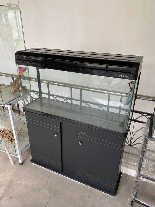BOYU 100cm Sleek Curve Aquarium with Double Door Cabinet | Lazada PH