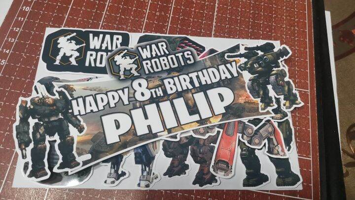 WAR ROBOTS CUSTOMIZED CAKE TOPPER WITH NAME AND AGE | Lazada PH