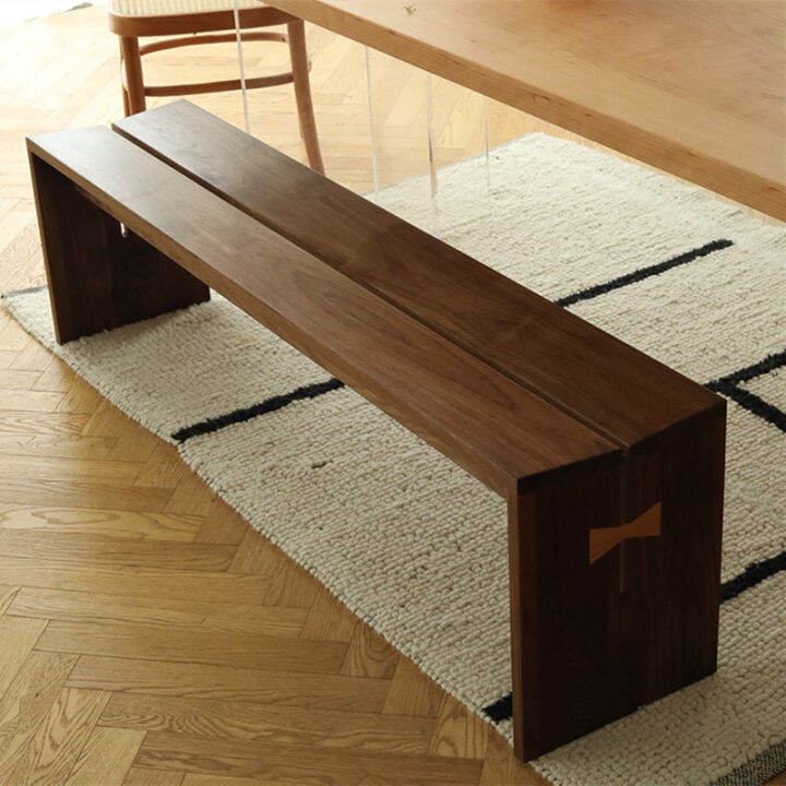 Japanese-Style Solid Wood Bench Black Walnut Footstool Bench Modern ...