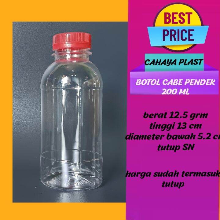 Botol Cabe 200Ml-Botol Plastik 200Ml Pendek-Botol Minuman-Per 100 50 25 ...